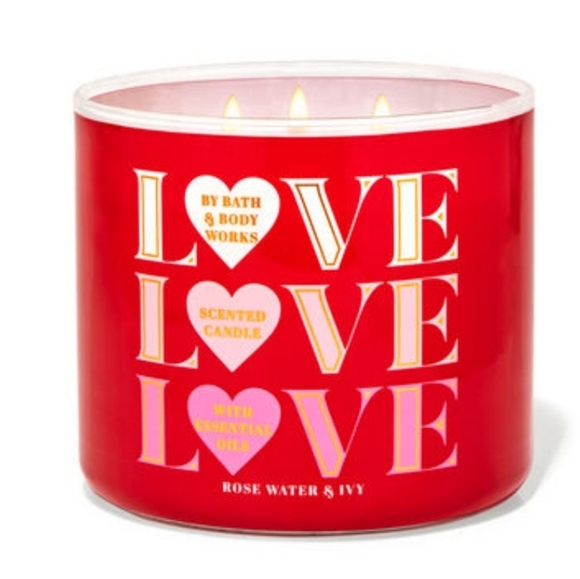 Bath & Body Works | Accents | Rose Water Ivy 3wick Candle | Poshmark